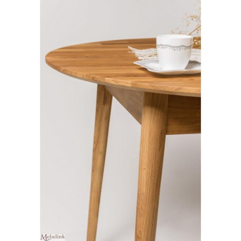 STÓŁ DĘBOWY ROZKŁADANY "SCANDI round" 93 cm średnicy +30 cm