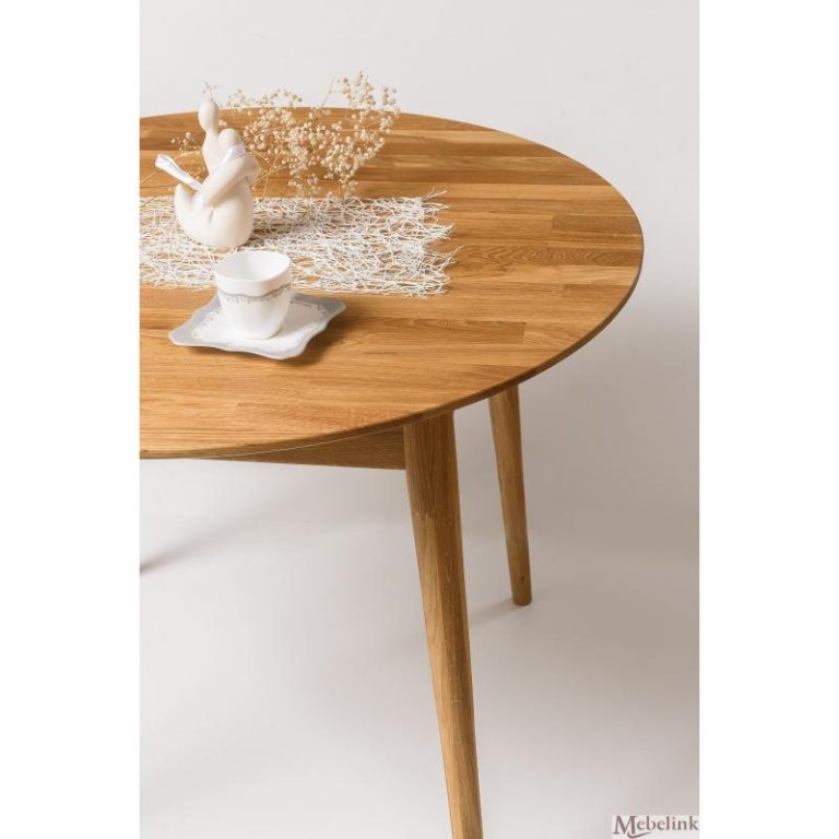 STÓŁ DĘBOWY ROZKŁADANY "SCANDI round" 93 cm średnicy +30 cm